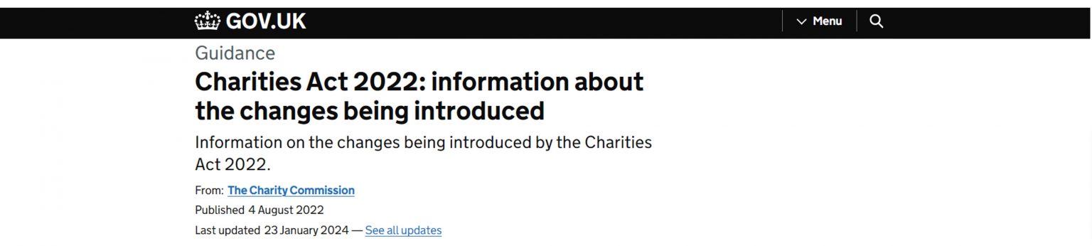 Latest changes to Charities Act 2022 | The Almshouse Association